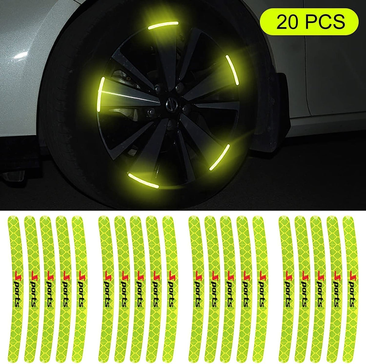AutoBizarre 20pcs Reflective Wheel Rim Stickers Night Reflective Tape